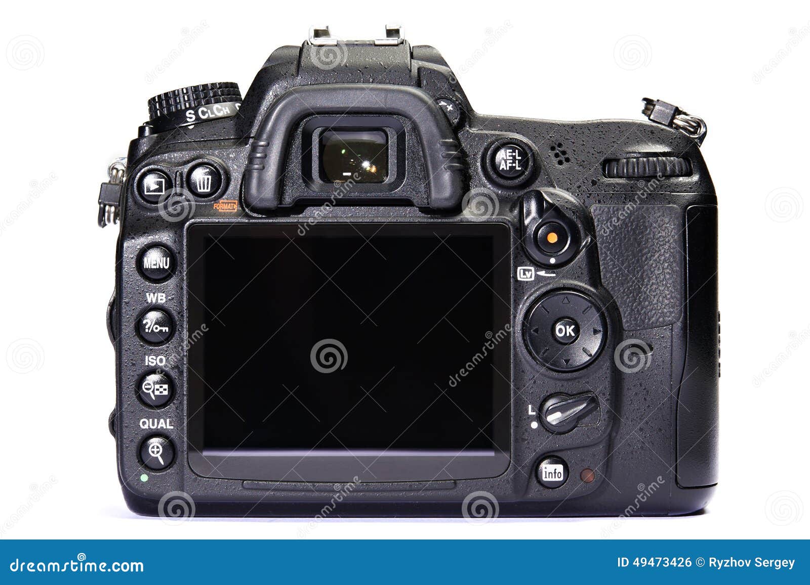 DSLR Camera Back View White Isolated Stock Photo - Image of camera ...