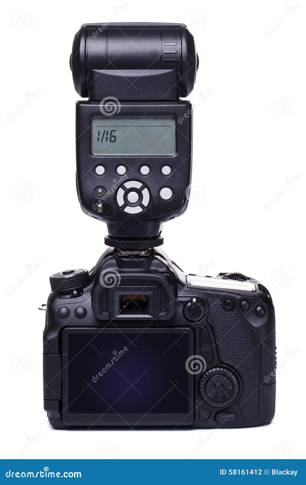 DSLR camera with flash stock photo. Image of lamp, professional - 58161412