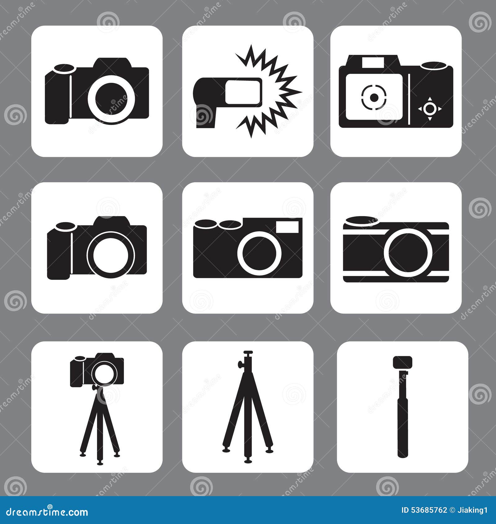 DSLR Camera, Flash, Tripod, Monopod in Vector Icon Stock Vector ...