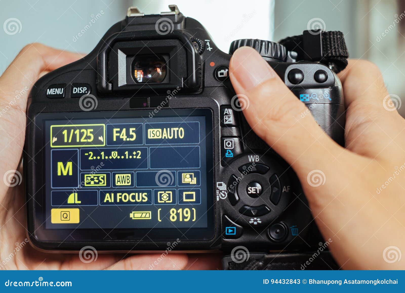 DSLR camera on human hands stock image. Image of white - 94432843