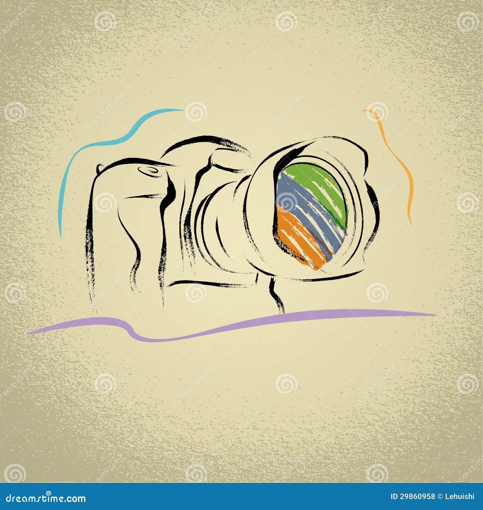 DSLR Camera with Brushwork stock vector. Illustration of sketch - 29860958