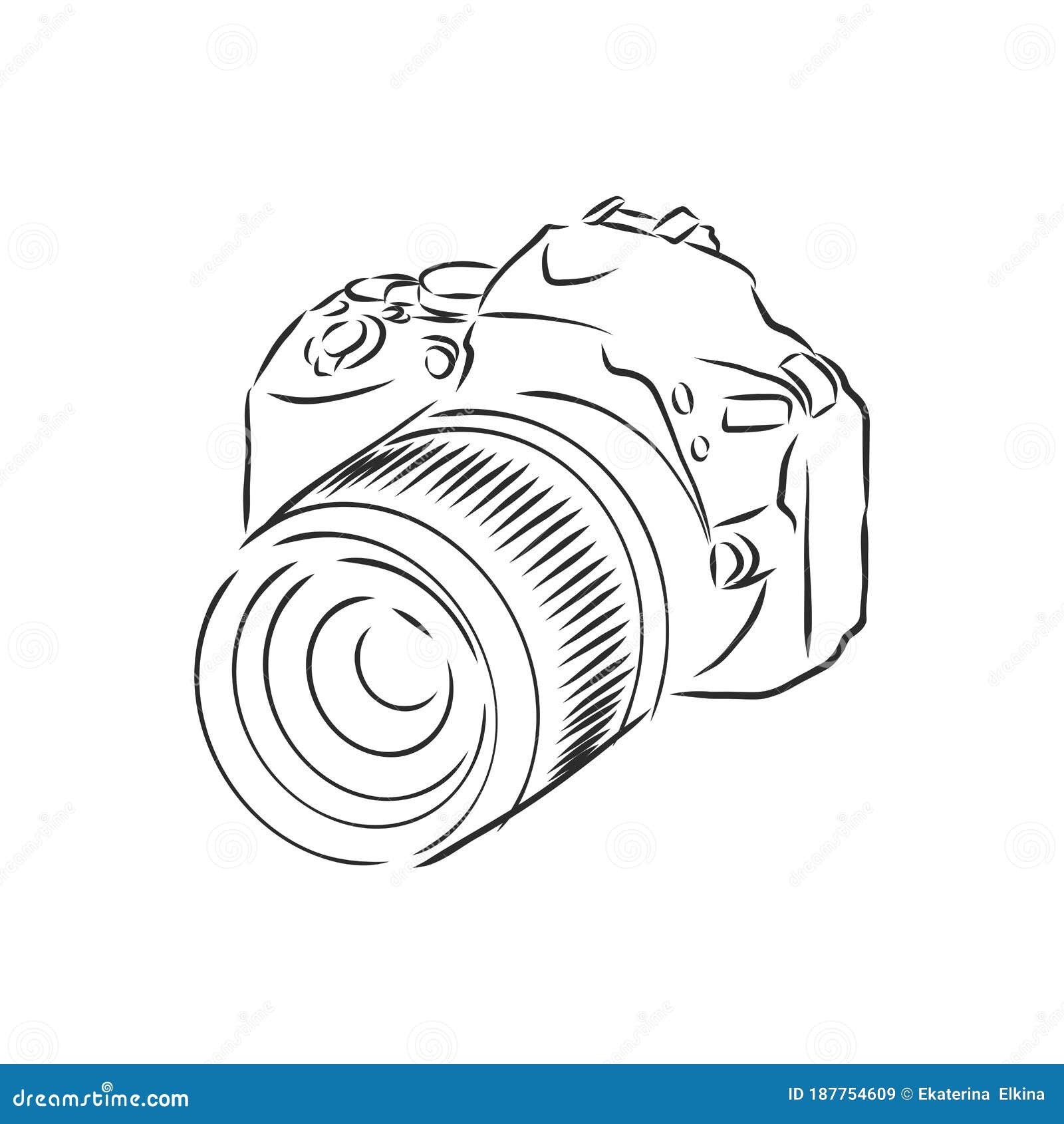 Sketch Of DSLR Camera Vector | CartoonDealer.com #73419873