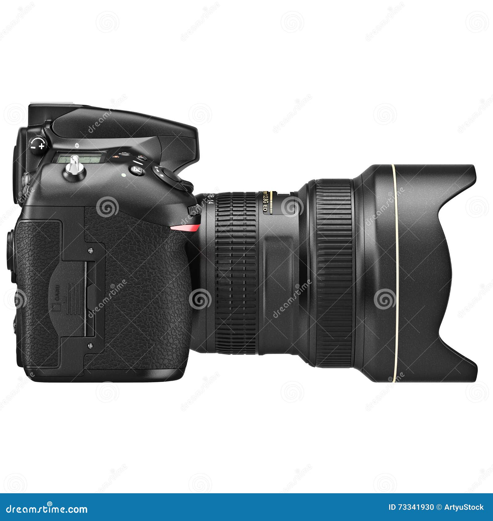 DSLR Camera, Lens Zoom, Side View Stock Illustration - Illustration of ...