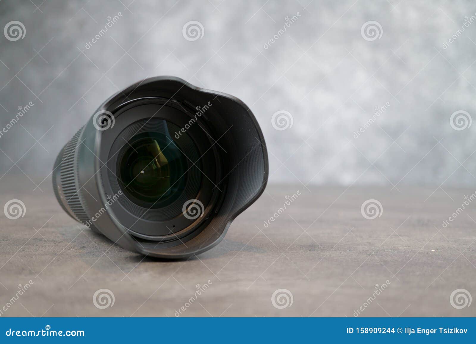 Dslr Camera Lense, Close-up View on Table with Smooth Background Stock ...