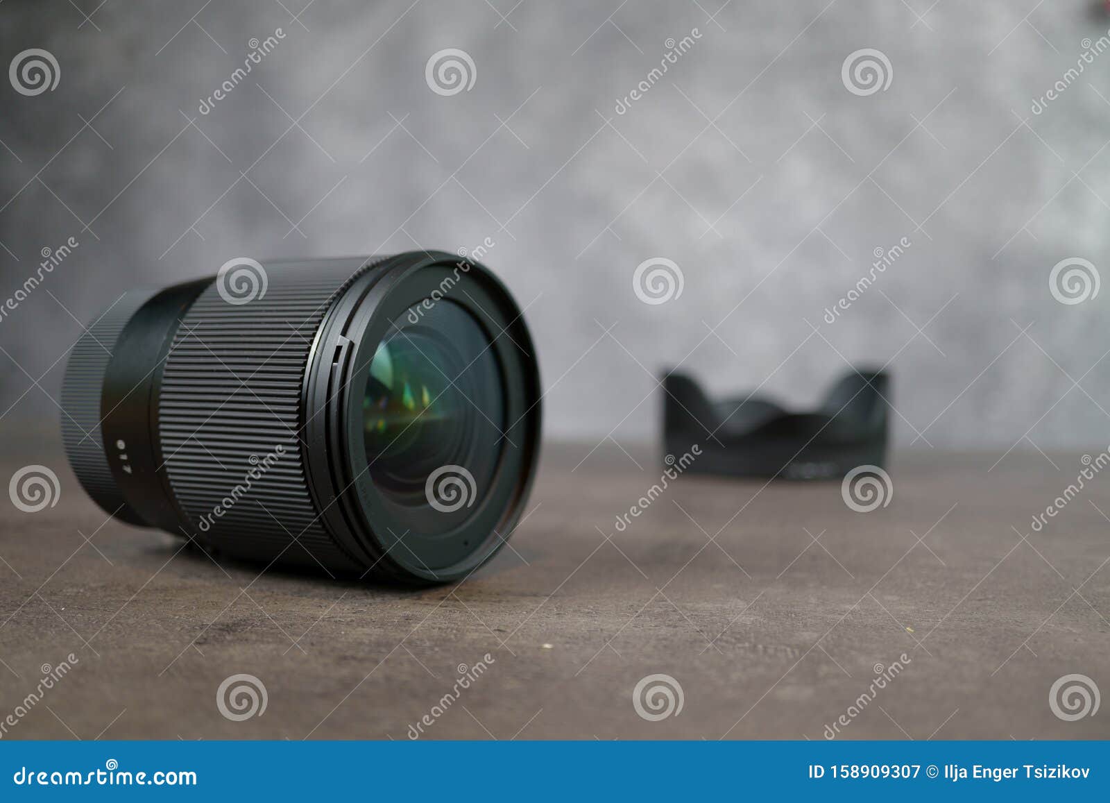 Dslr Camera Lense, Close-up View on Table with Smooth Background Stock ...