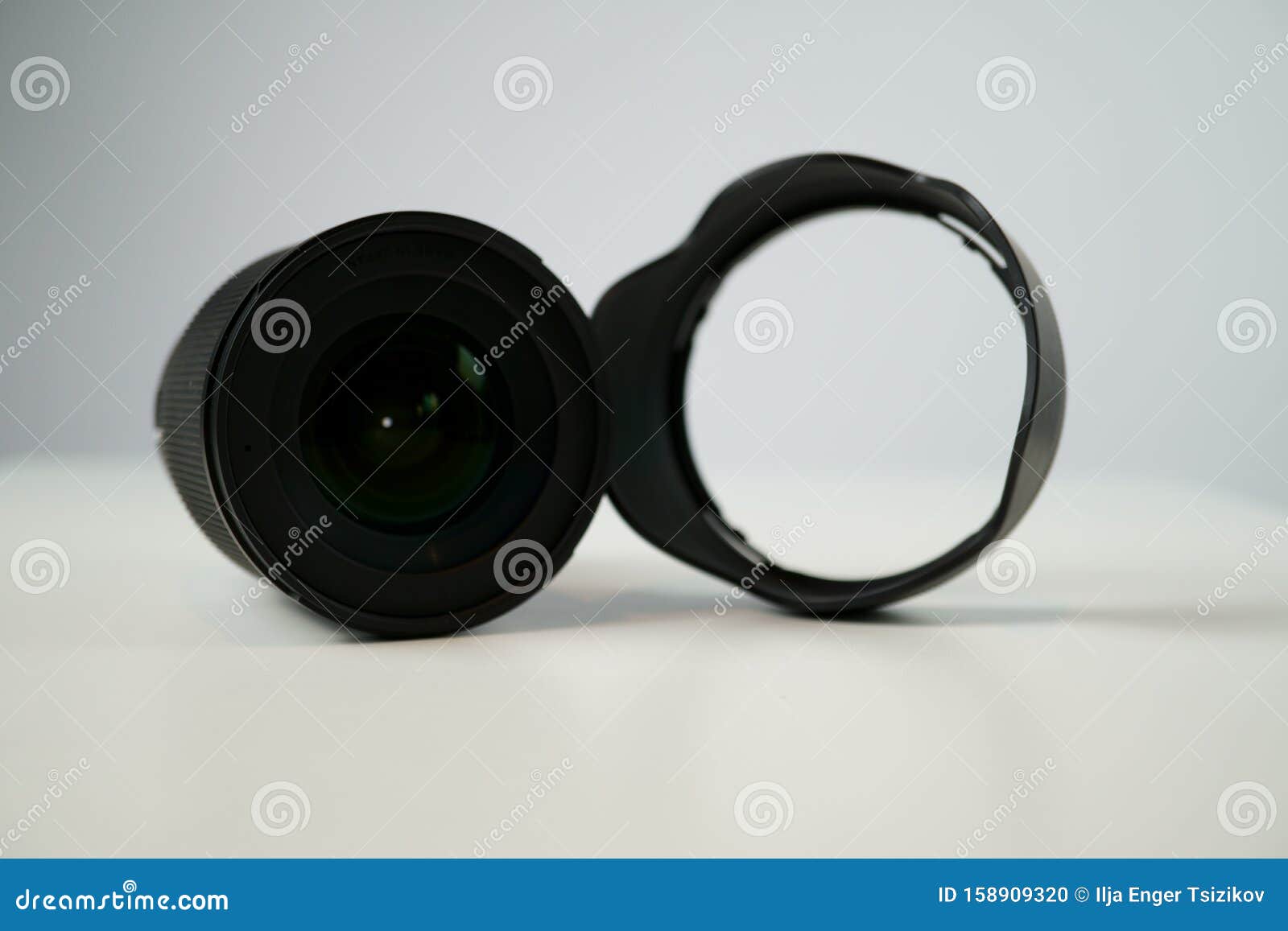 Dslr Camera Lense, Close-up View on Table with Smooth Background Stock ...