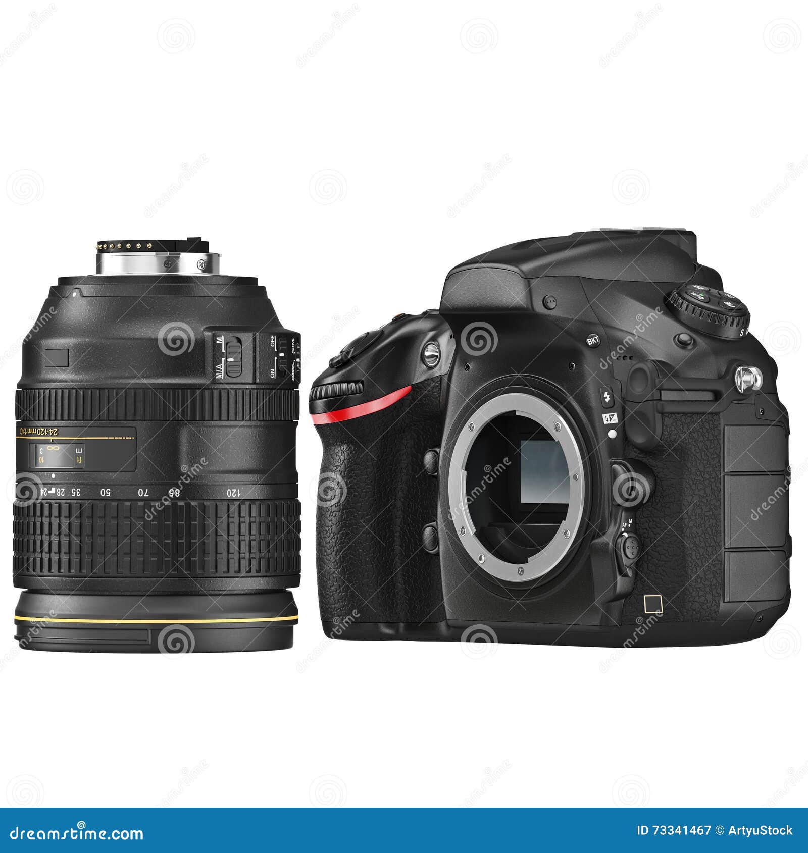 DSLR camera, optical lens stock illustration. Illustration of optics ...