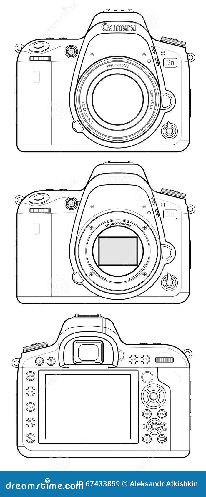 DSLR Camera Outline stock vector. Illustration of mount - 67433859