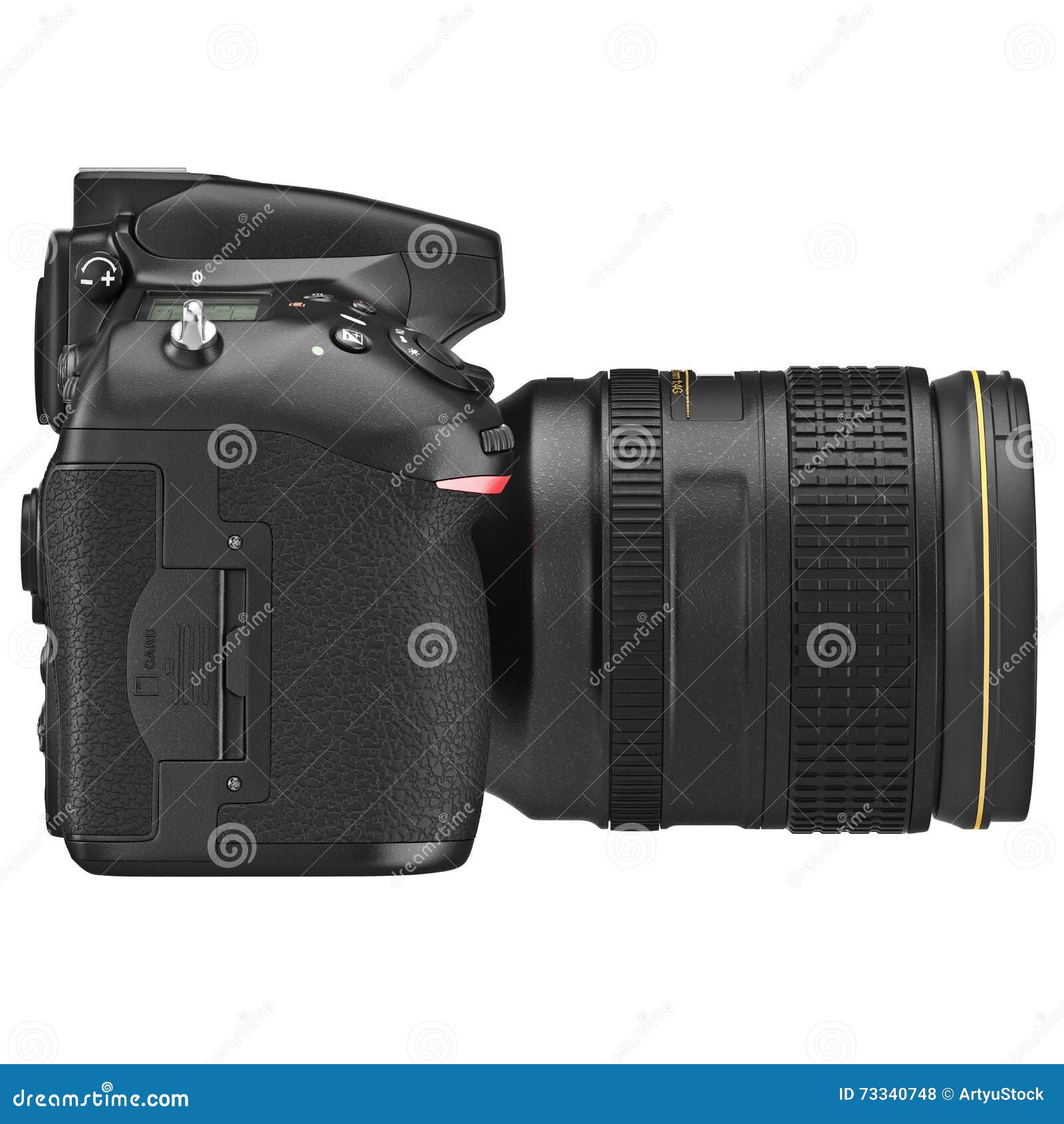 DSLR camera, side view stock illustration. Illustration of digicam ...