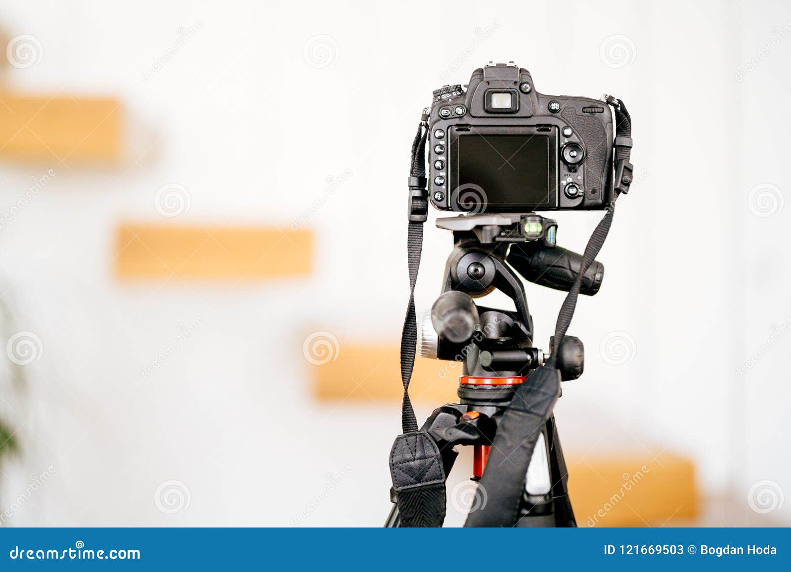 Dslr Camera Standing on Tripod and Taking Interior Design Photos Stock ...