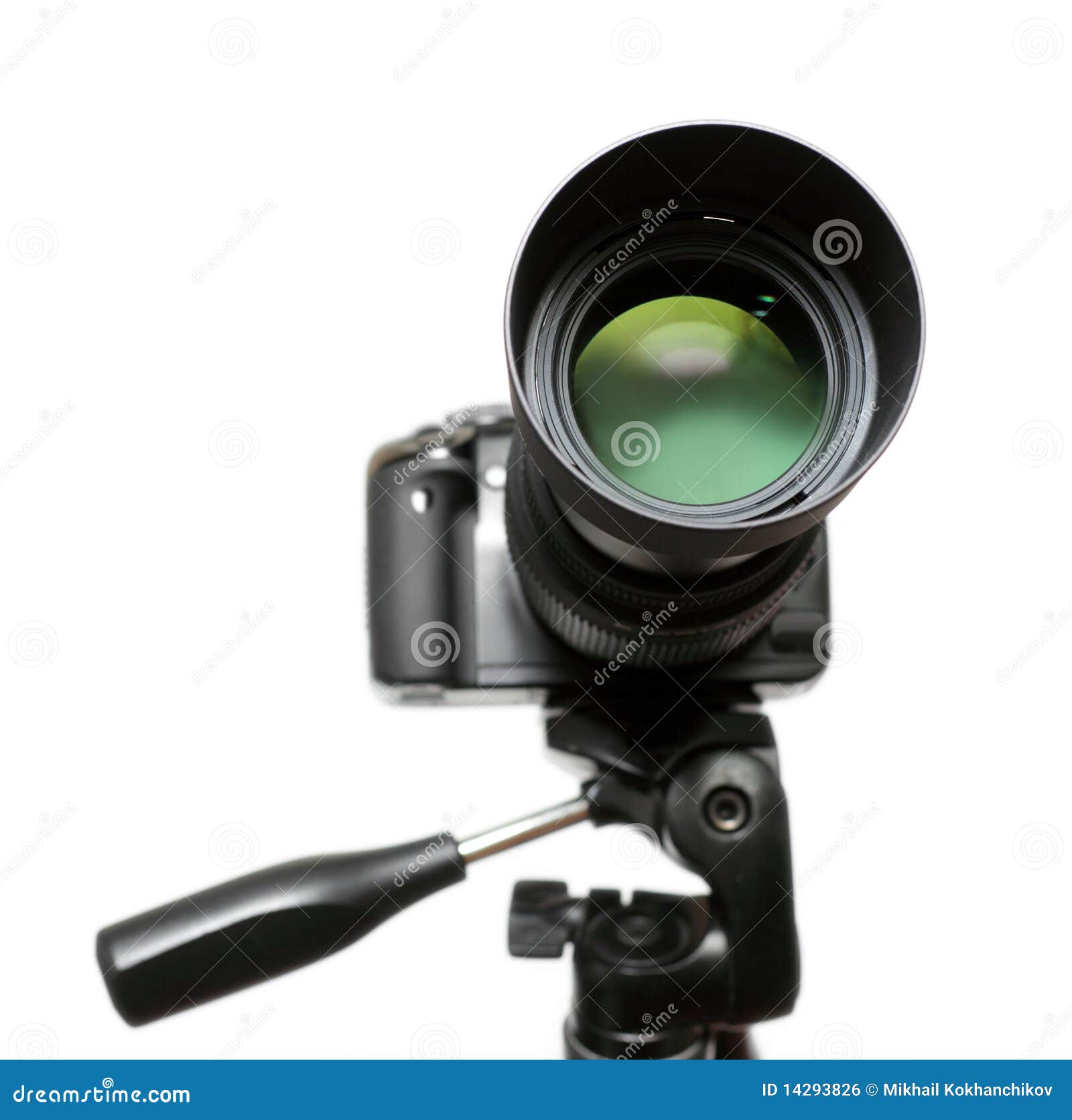 DSLR camera on tripod stock photo. Image of glass, dslr - 14293826