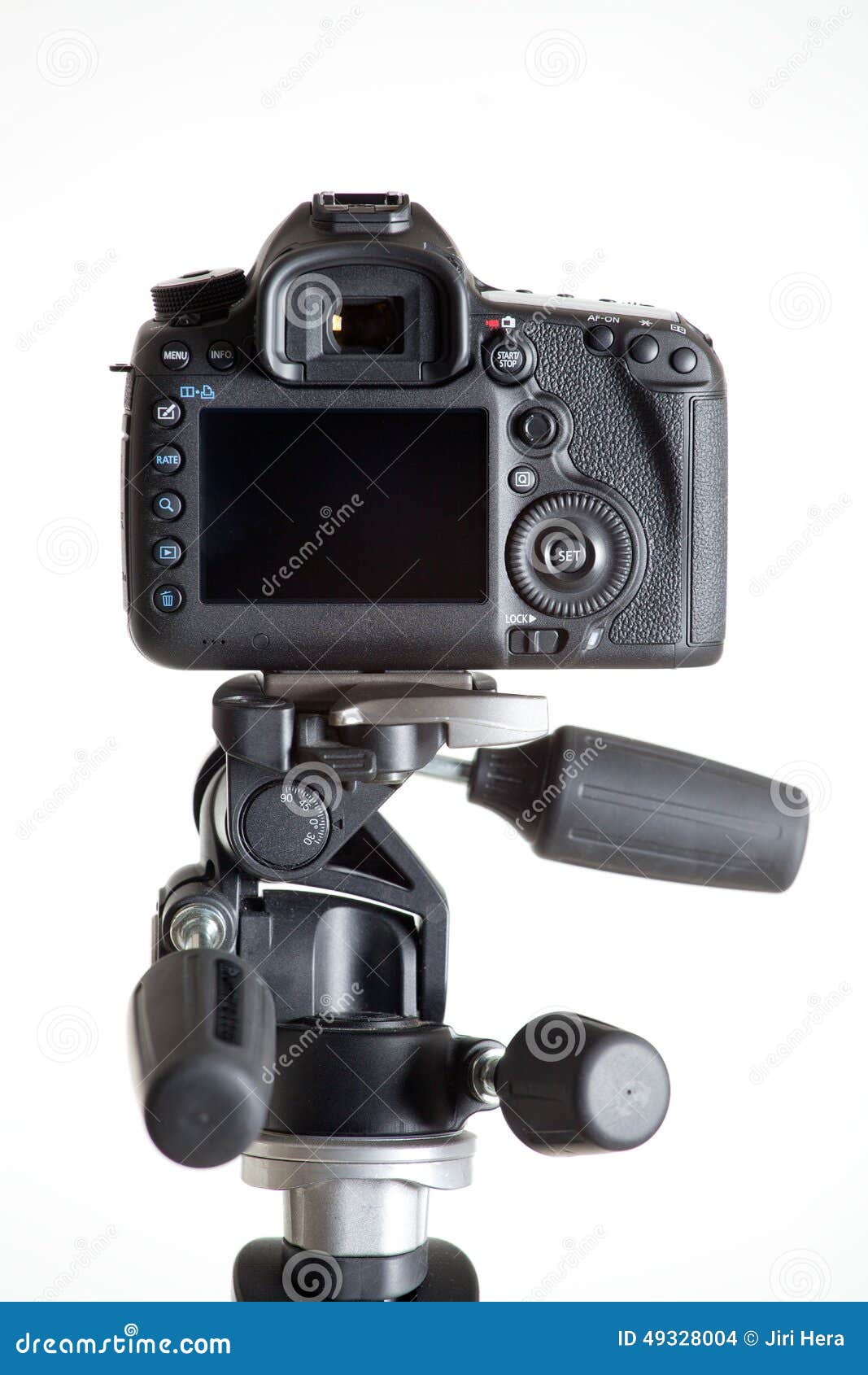 Dslr camera on tripod stock photo. Image of objective - 49328004