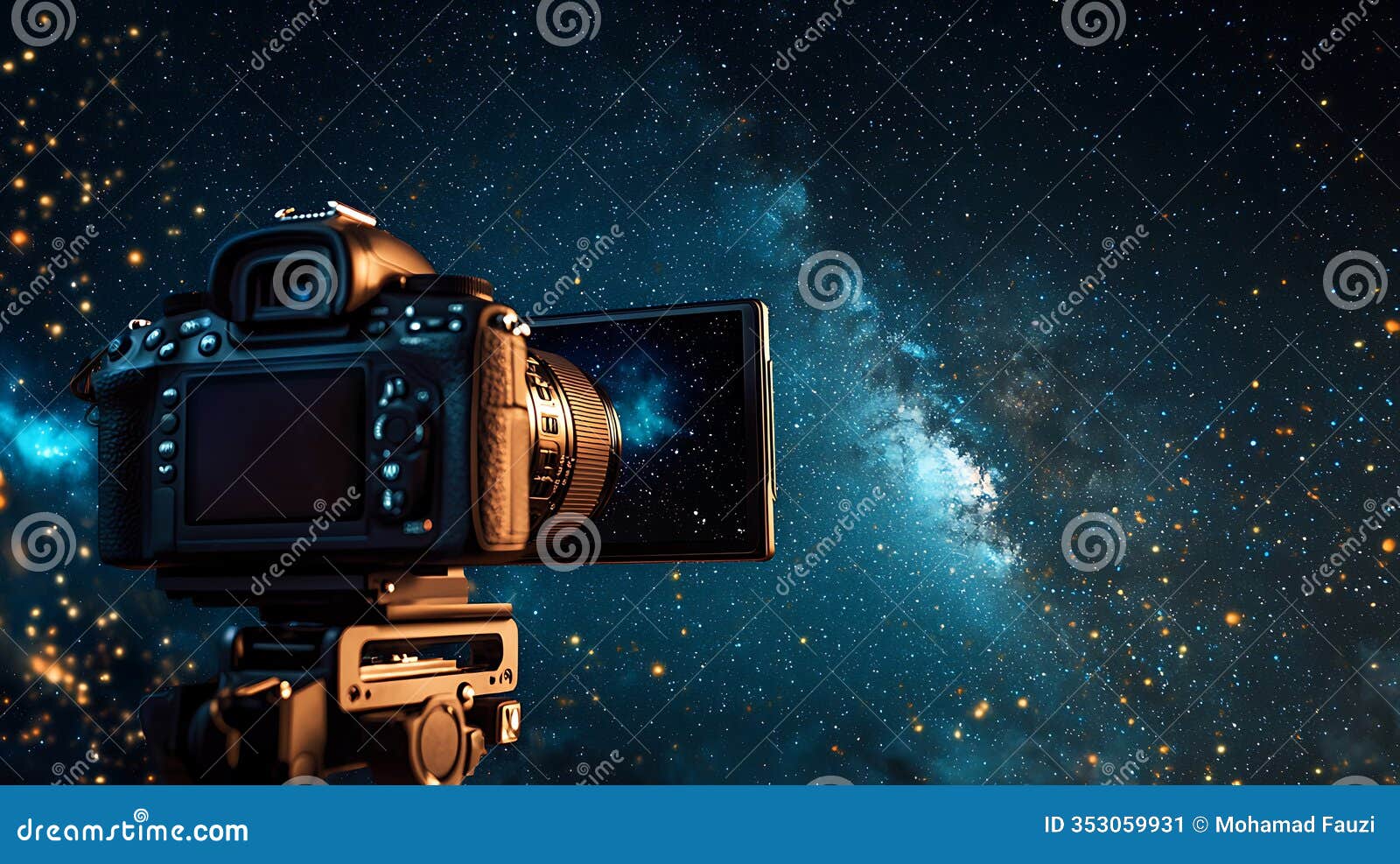 DSLR Camera on Tripod Captures Nebula Stock Image - Image of astronomy ...