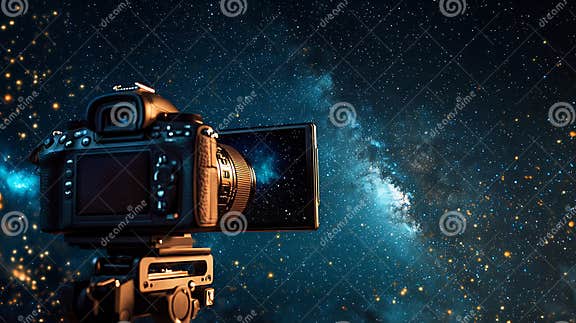 DSLR Camera on Tripod Captures Nebula Stock Image - Image of astronomy ...