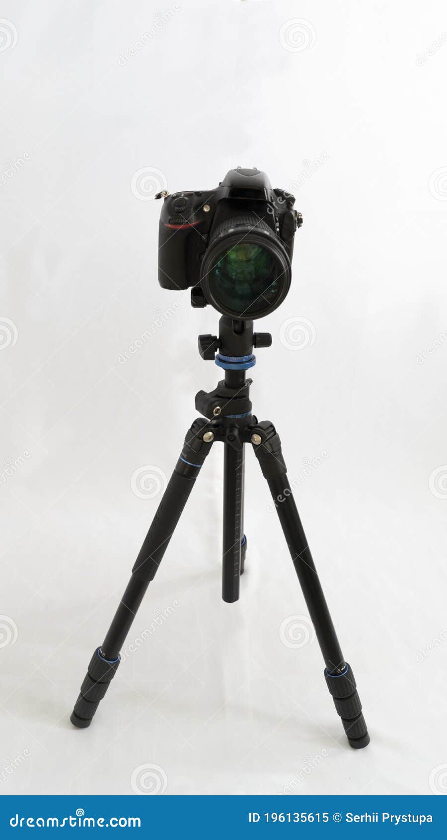 Dslr camera on tripod. stock image. Image of tripod - 196135615