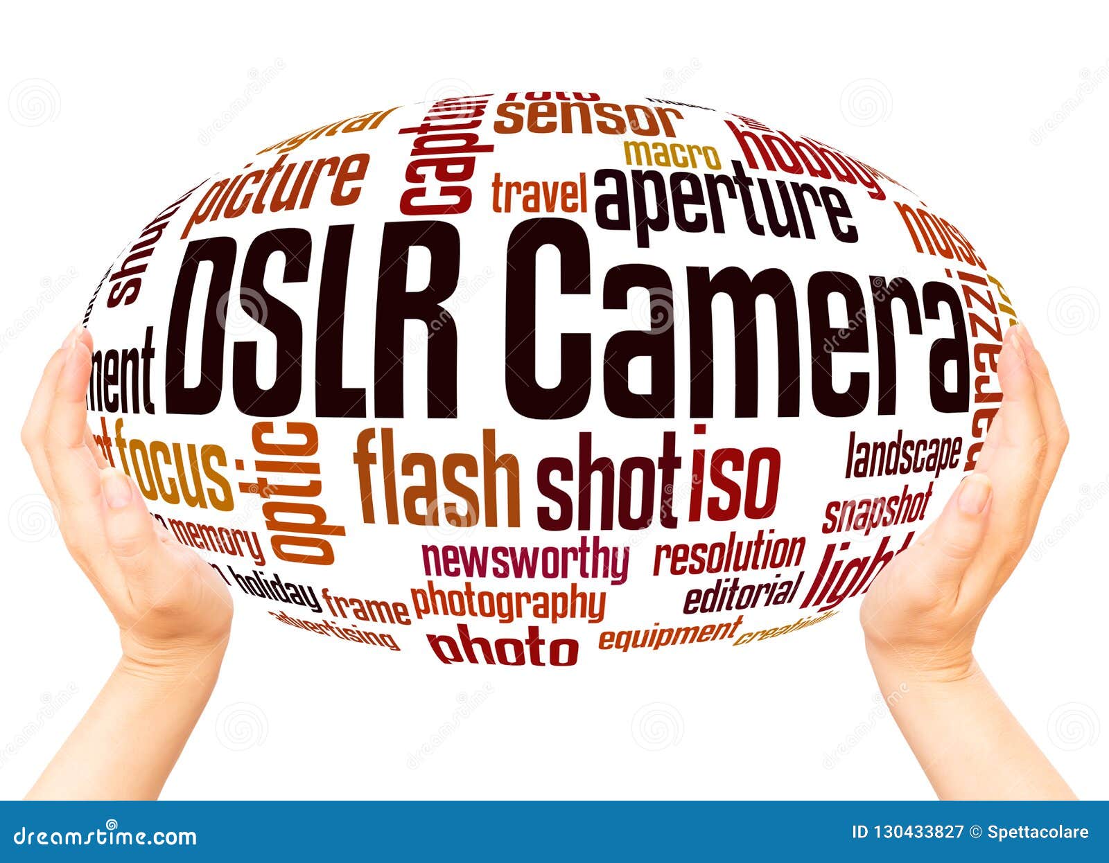 DSLR Camera Word Cloud Hand Sphere Concept Stock Illustration ...