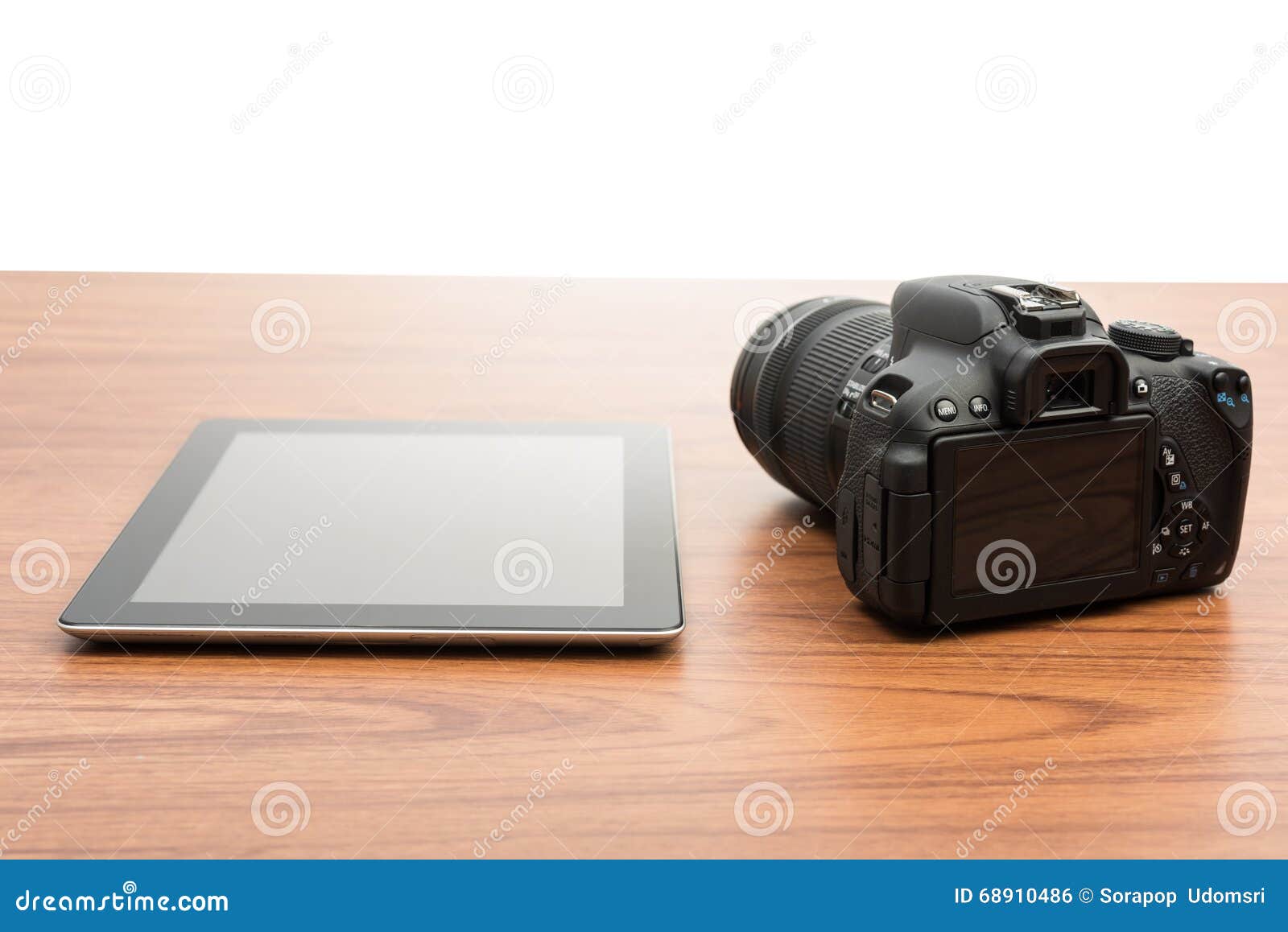 DSLR Digital Camera and Tablet Stock Photo - Image of photographer ...