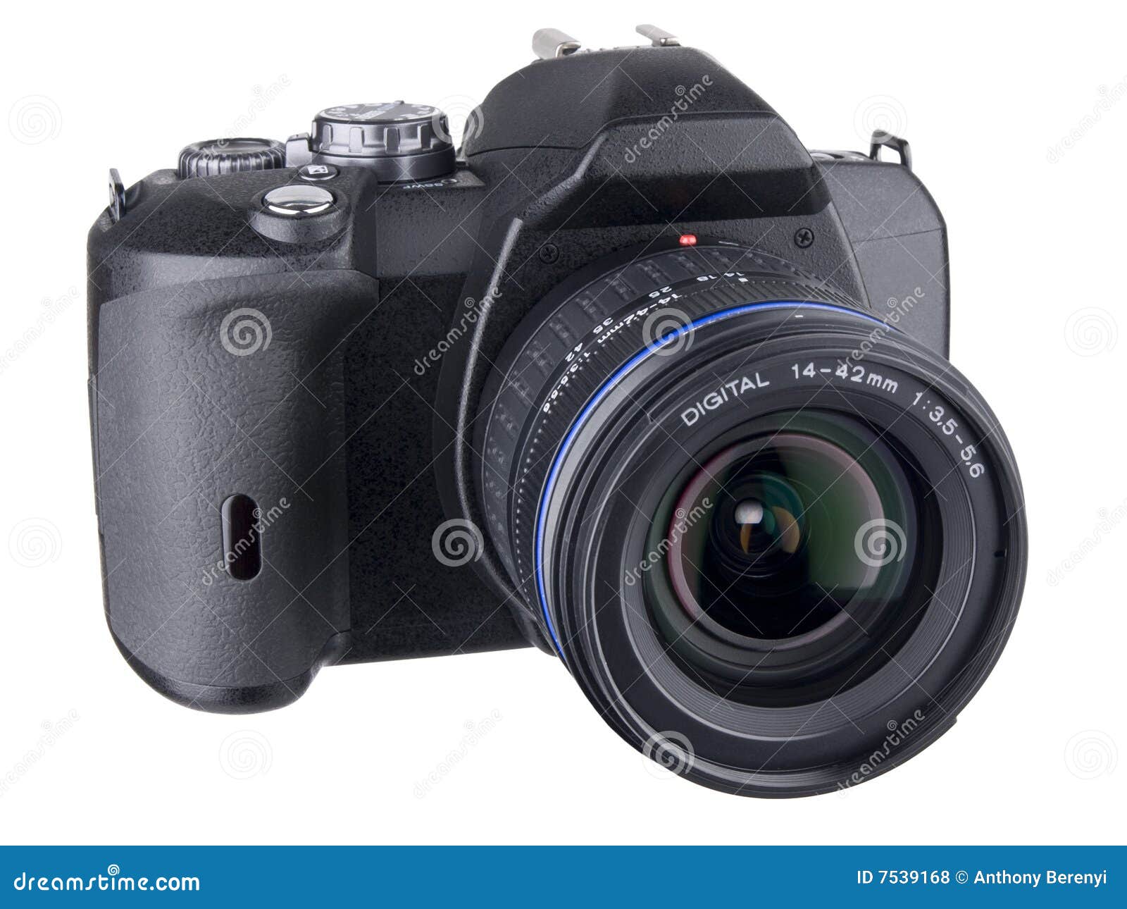 DSLR Front Angled with Standard Zoom on White Stock Photo - Image of ...