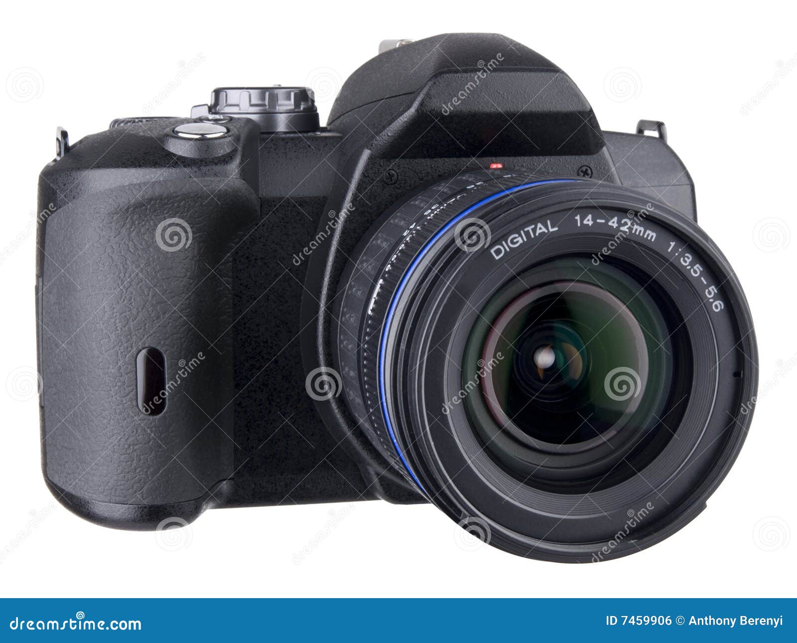 DSLR Front Angled View with Lens on White Stock Photo - Image of zoom ...