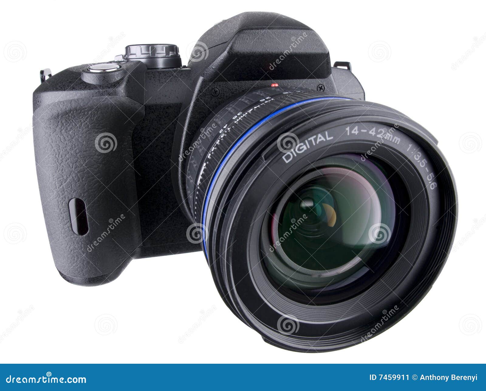 DSLR Front Angled View Wide Zoom on White Stock Image - Image of ...