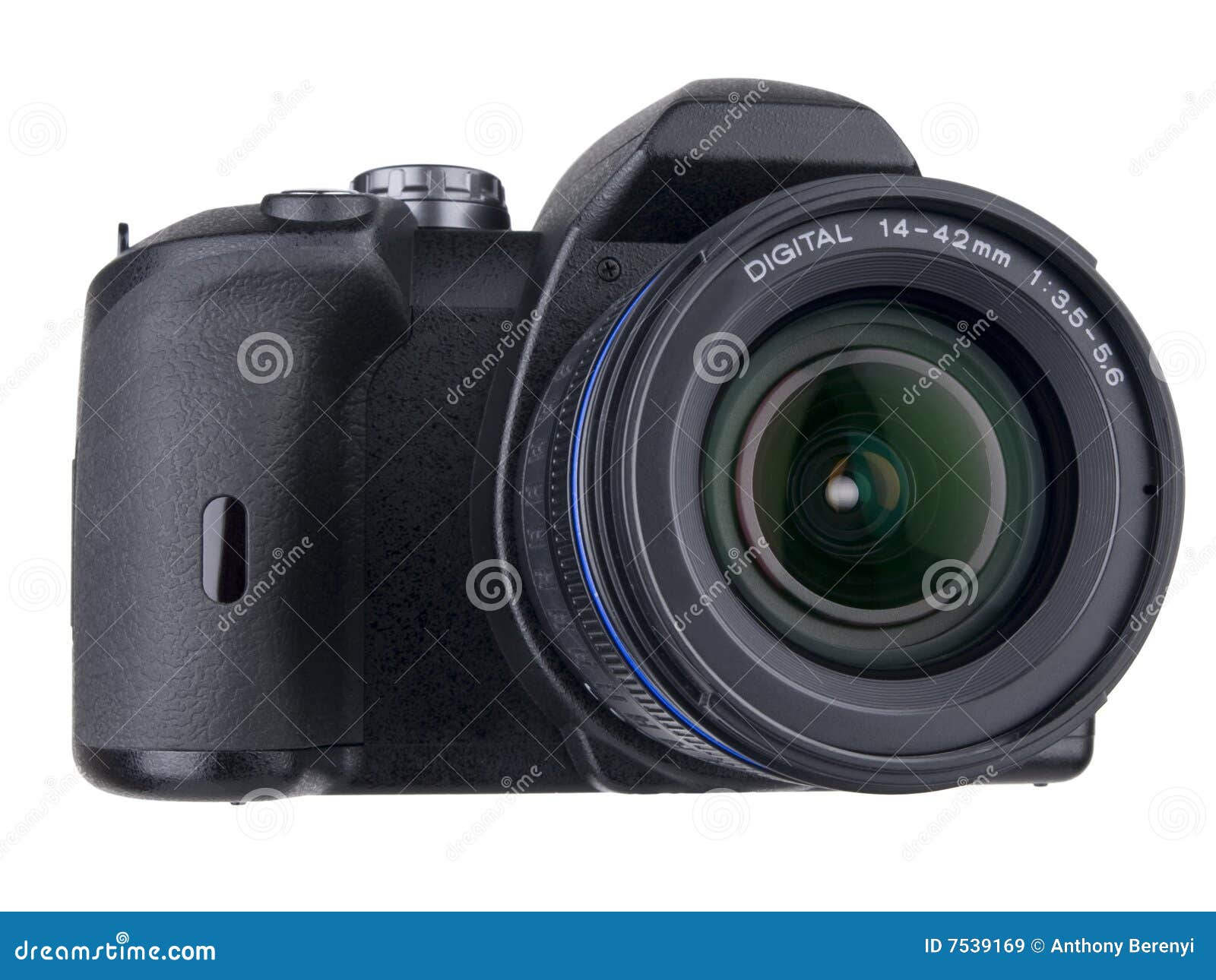 DSLR Front with Standard Zoom on White Stock Image - Image of lens ...