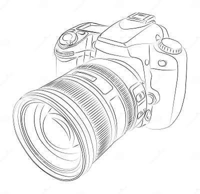 DSLR with lens stock vector. Illustration of black, digicam - 20628321