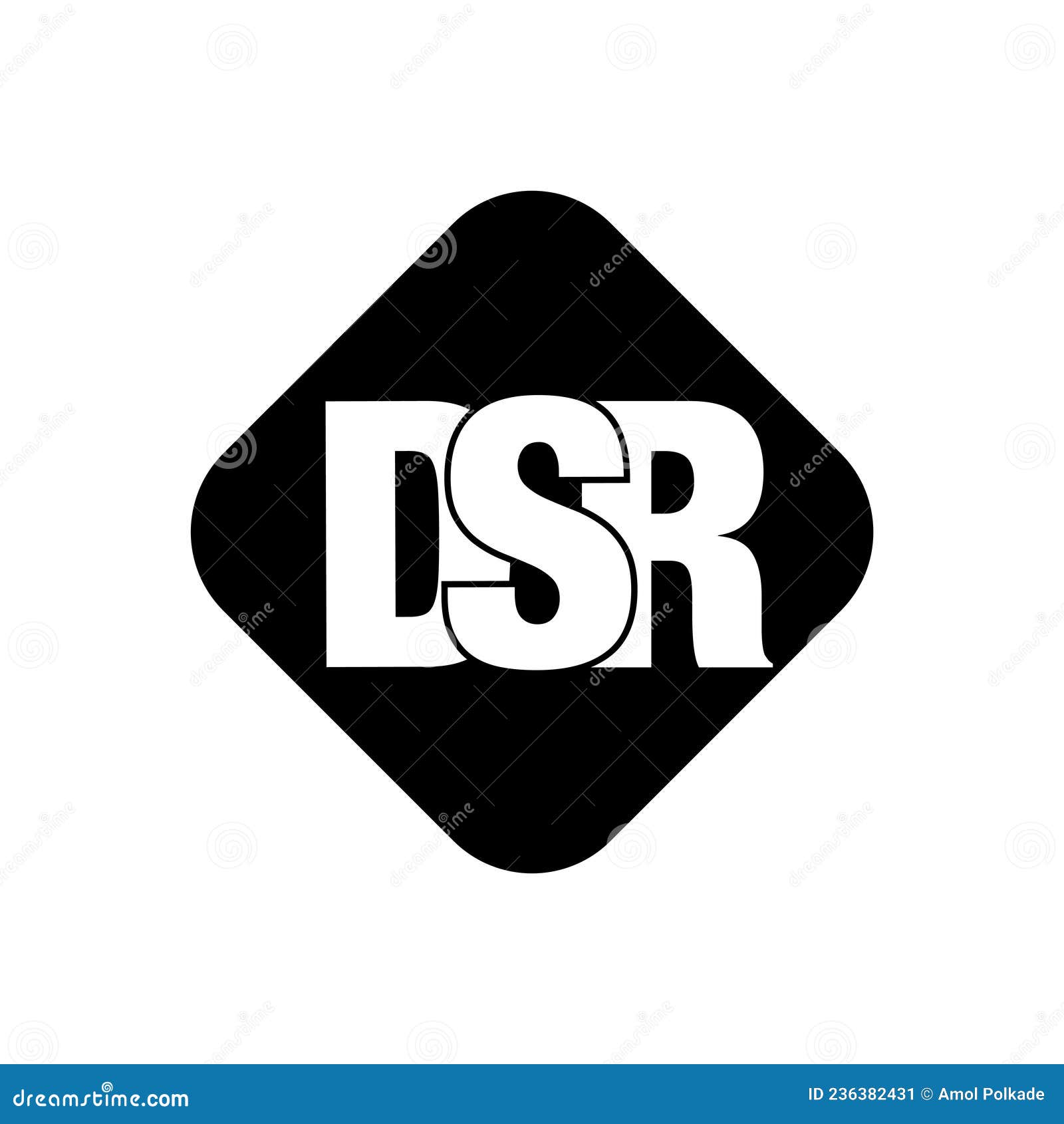 DSR Company Initial Name Monogram. DSR on Black Square Stock Vector ...