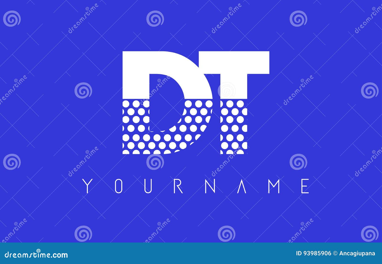 DT D T Dotted Letter Logo Design with Blue Background. Stock Vector ...