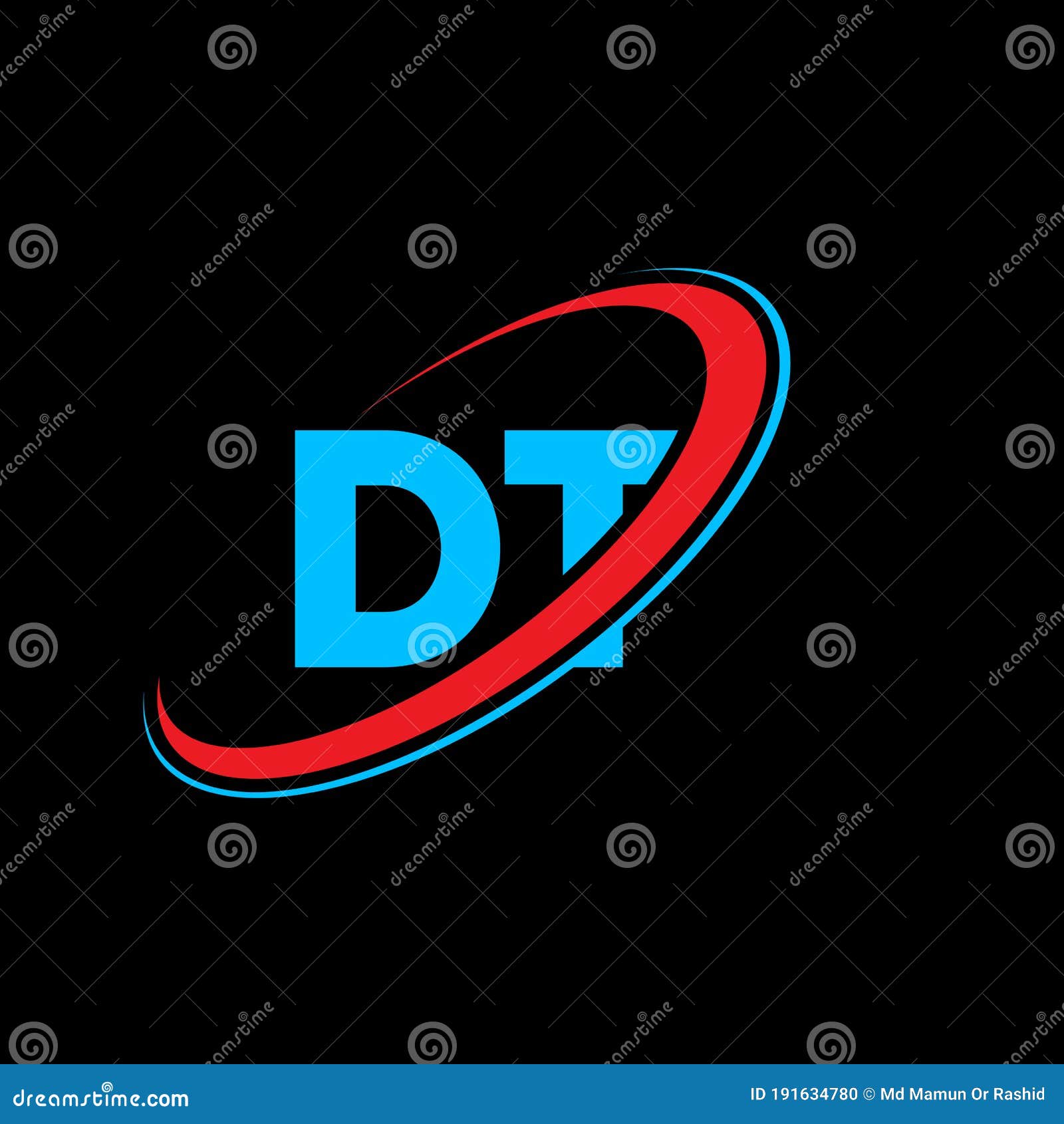 DT D T Letter Logo Design. Initial Letter DT Linked Circle Uppercase ...