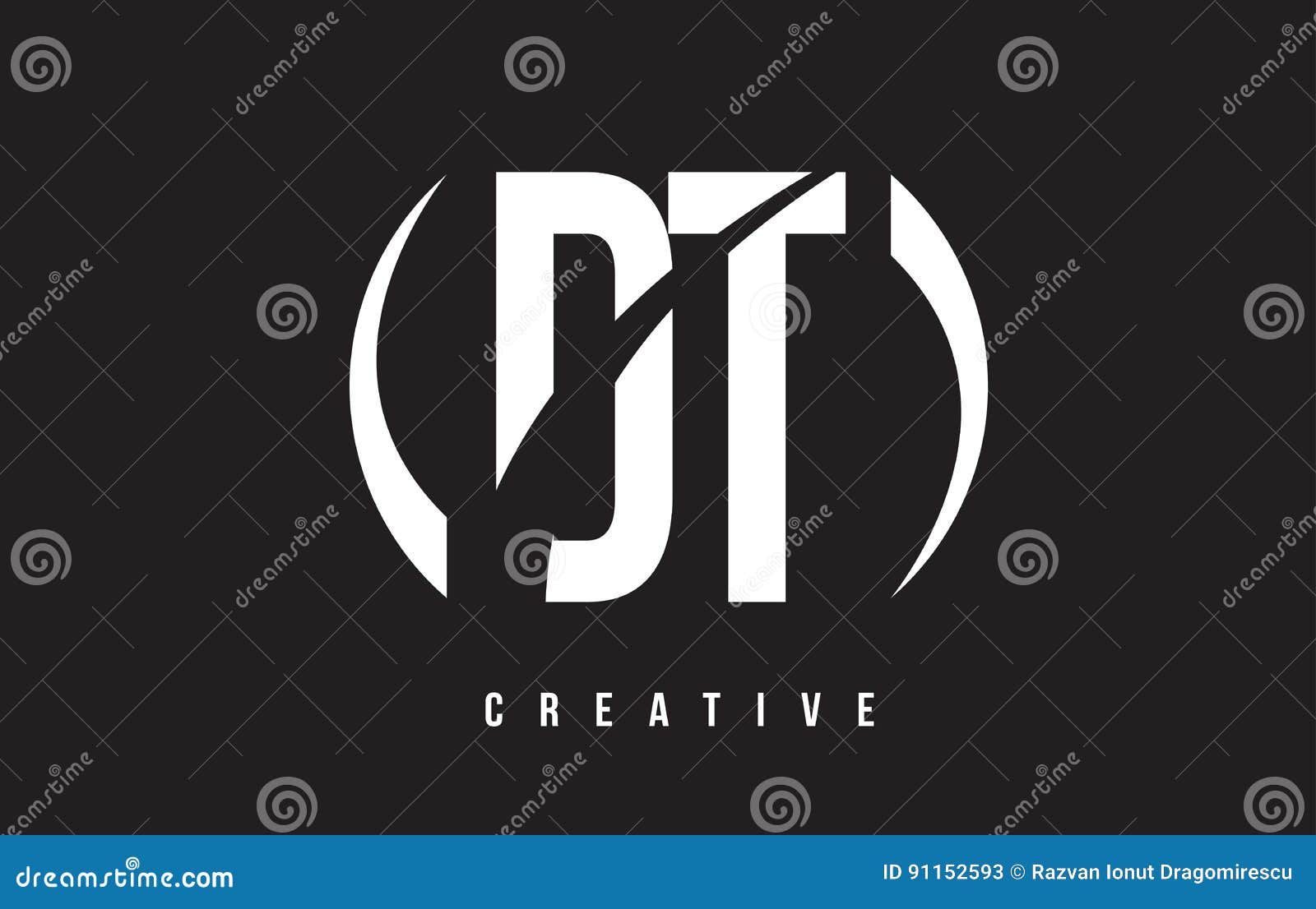 DT D T White Letter Logo Design with Black Background. Stock Vector ...