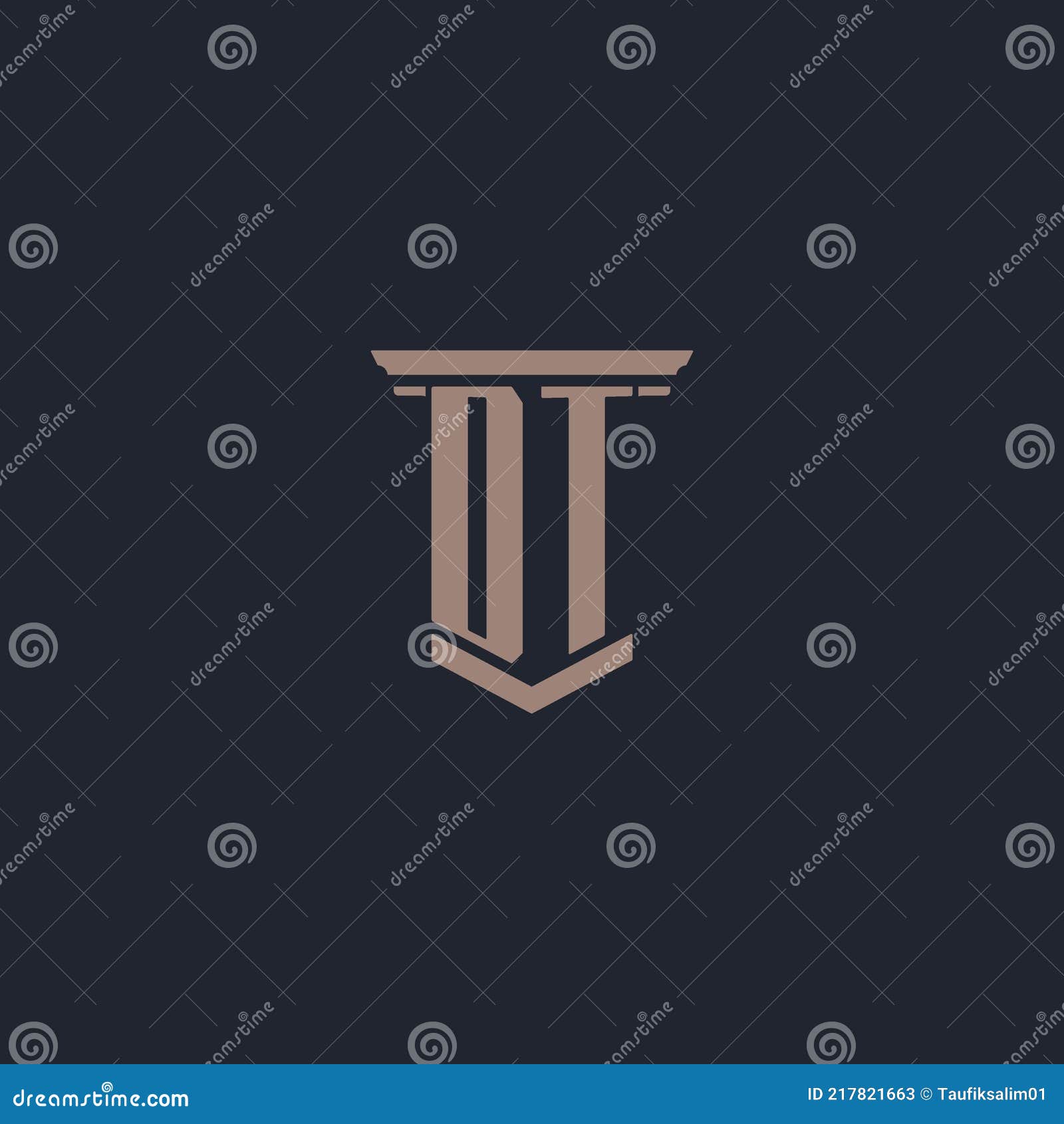 DT Initial Monogram Logo with Pillar Style Design Stock Vector ...