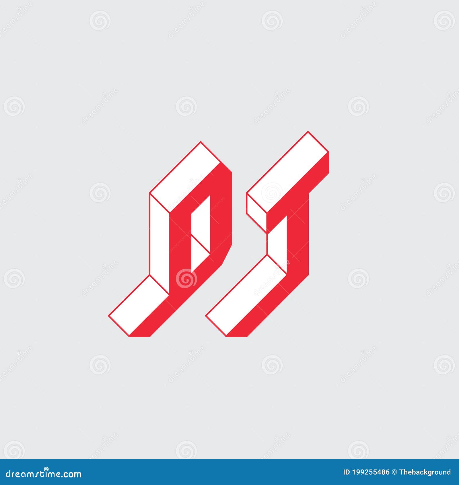 DT - 2-letter Code. D and T - Monogram or Logotype. Isometric 3d Font ...