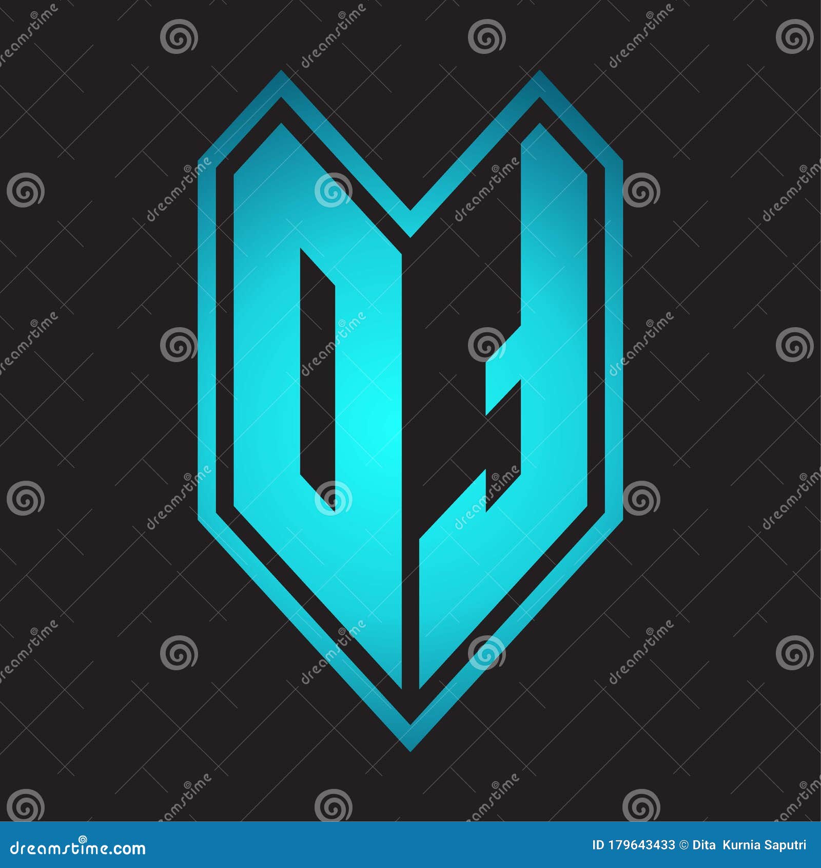 DT Logo Monogram with Emblem Line Style Isolated on Blue Gradient ...