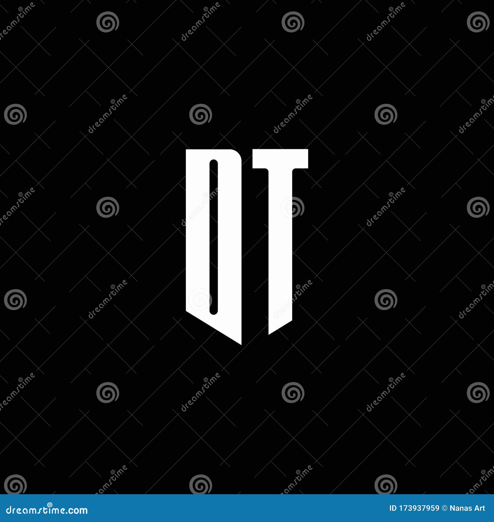 DT Logo Monogram with Emblem Style Isolated on Black Background Stock ...