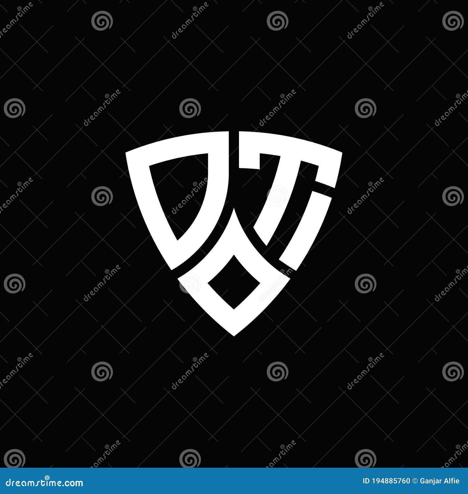 DT Monogram Logo with Modern Shield Style Design Template Stock Vector ...