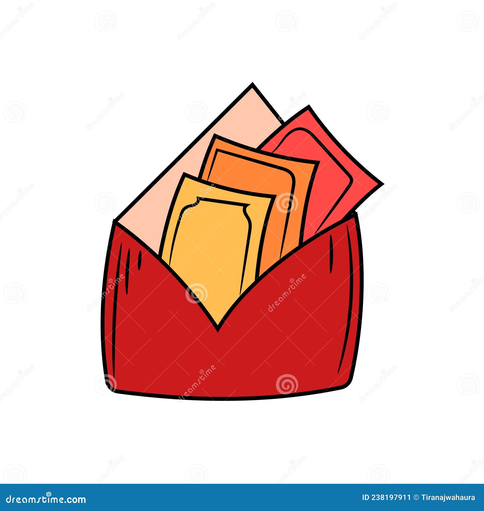 Chinese Angpao Envelope with Colored Hand Drawn Lineal Doodle Style ...