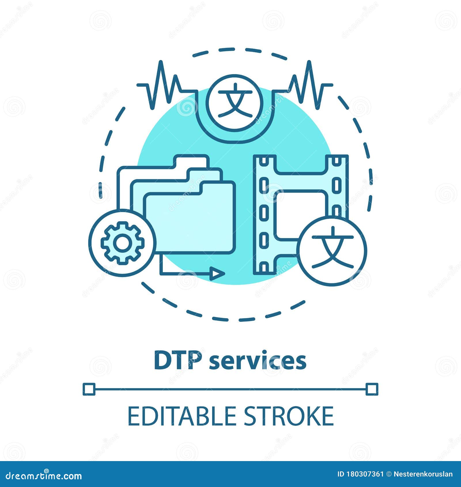 DTP Services Blue Concept Icon. Desktop Publishing Services Idea Thin ...