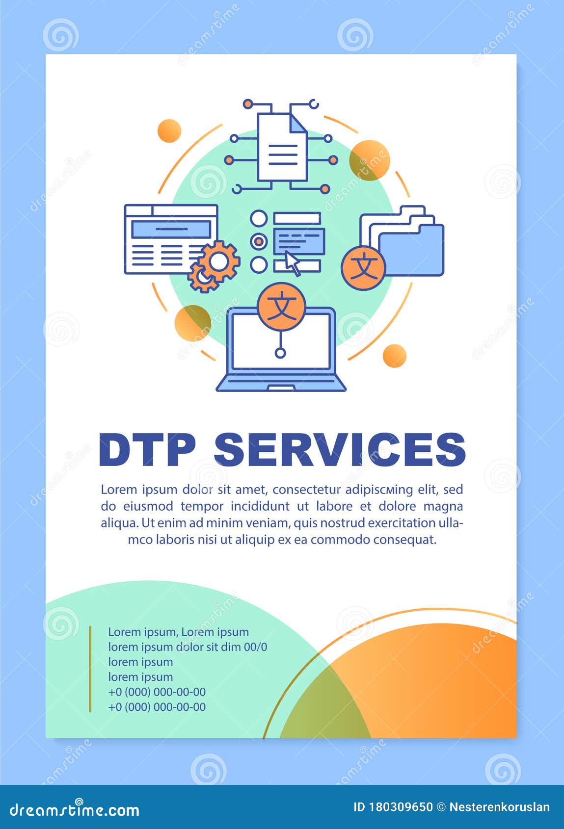 DTP Services Brochure Template Layout. Content Translation Stock Vector ...