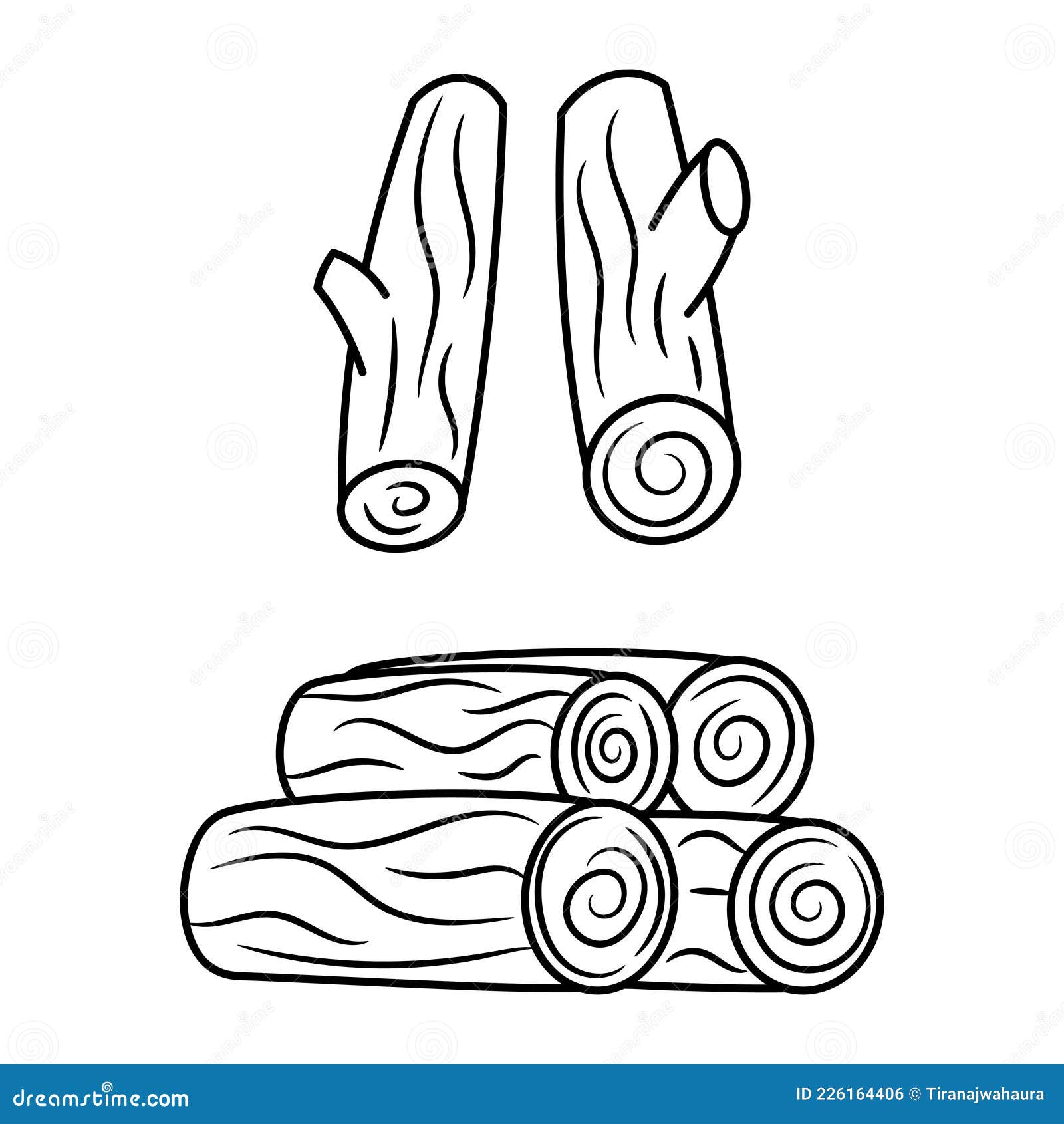 Wood Logs Collection Vector Illustration with Simple Hand Drawn Style ...