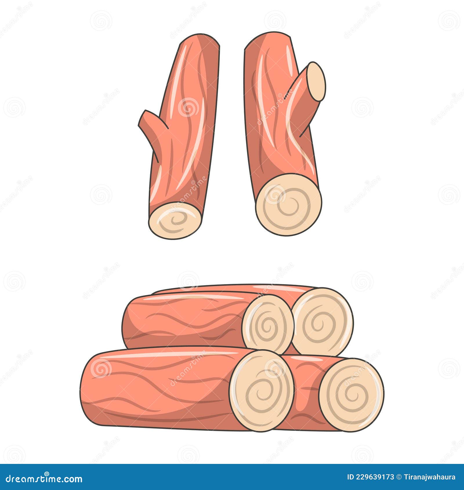 Wood Logs Collection Colored Vector Illustration Stock Vector ...