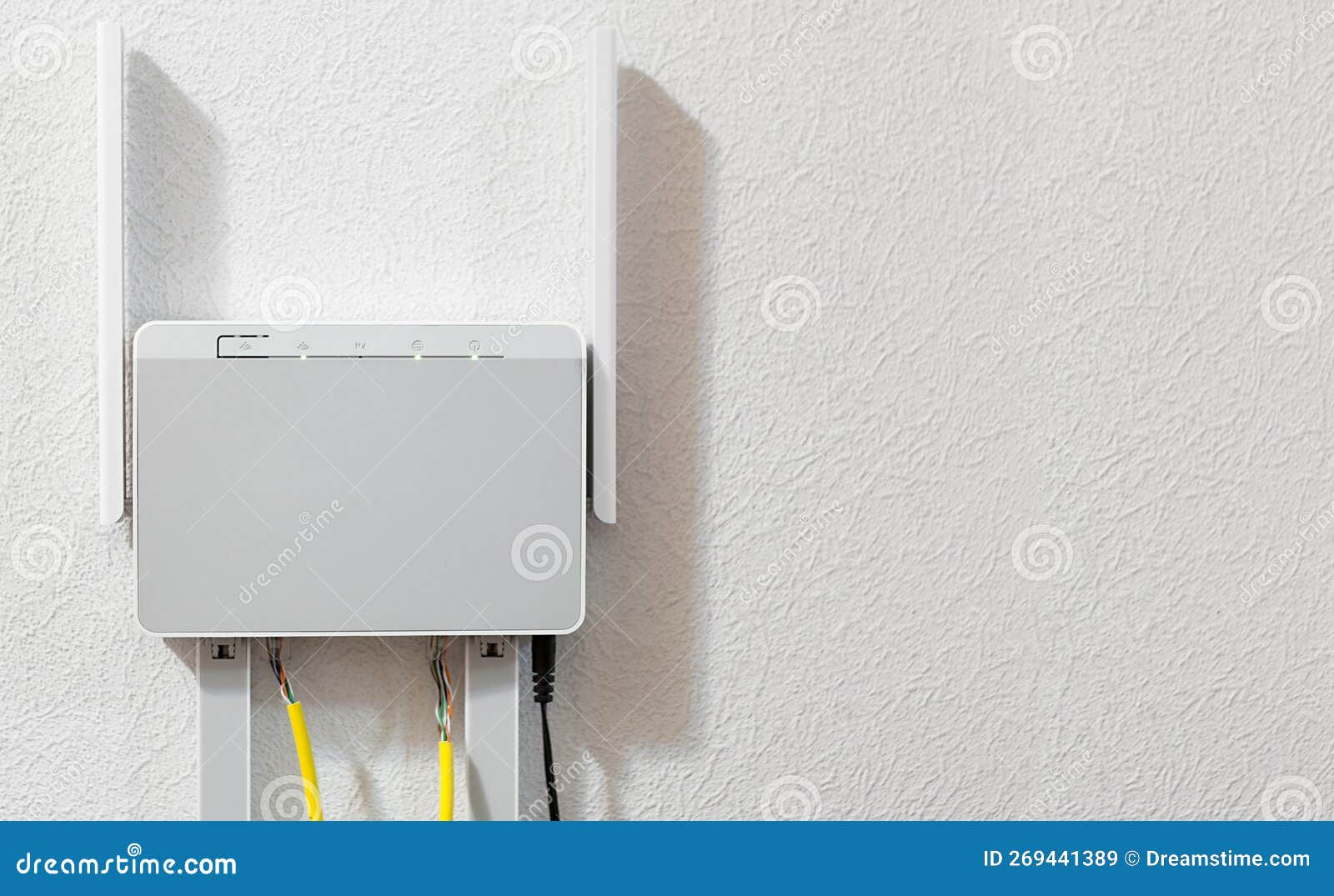 Dual-band Home Router Attached To the Wall, Copy Space Stock Image ...