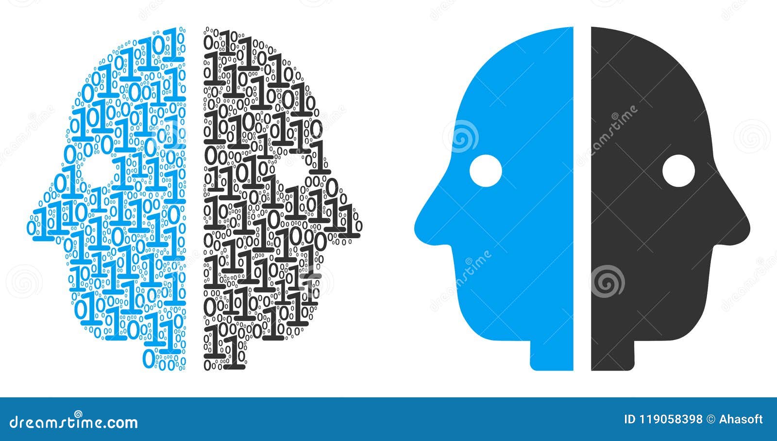 Dual Face Collage of Binary Digits Stock Vector - Illustration of ...
