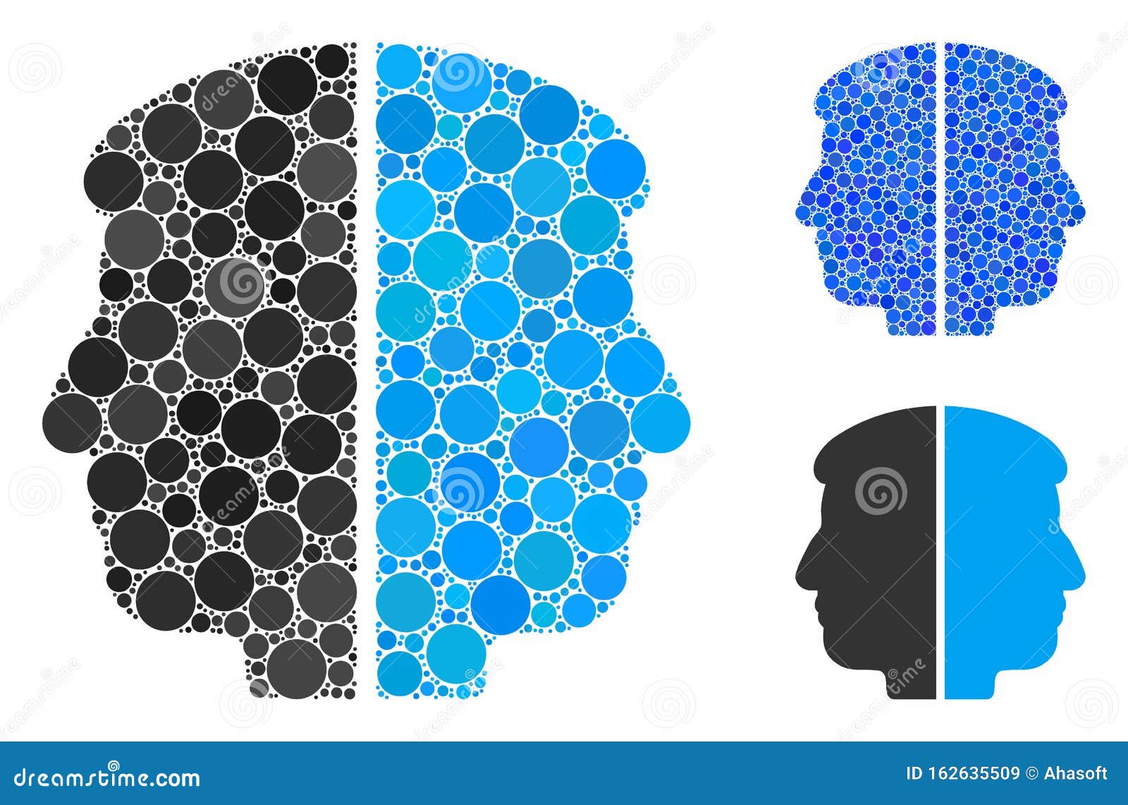 Dual Face Portrait. Thin Line Glowing Silhouette Stock Photography ...