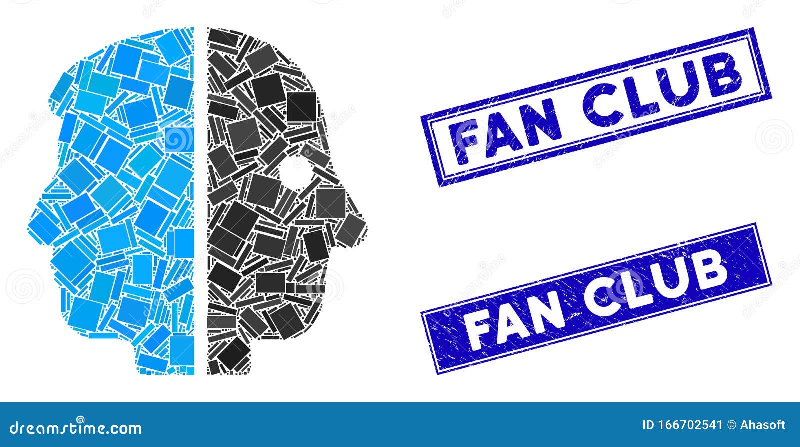 Dual Face Mosaic and Grunge Rectangle Watermarks Stock Illustration ...