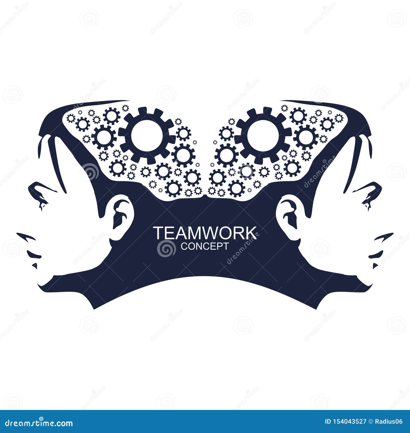 Dual face portrait. stock vector. Illustration of interaction - 154043527