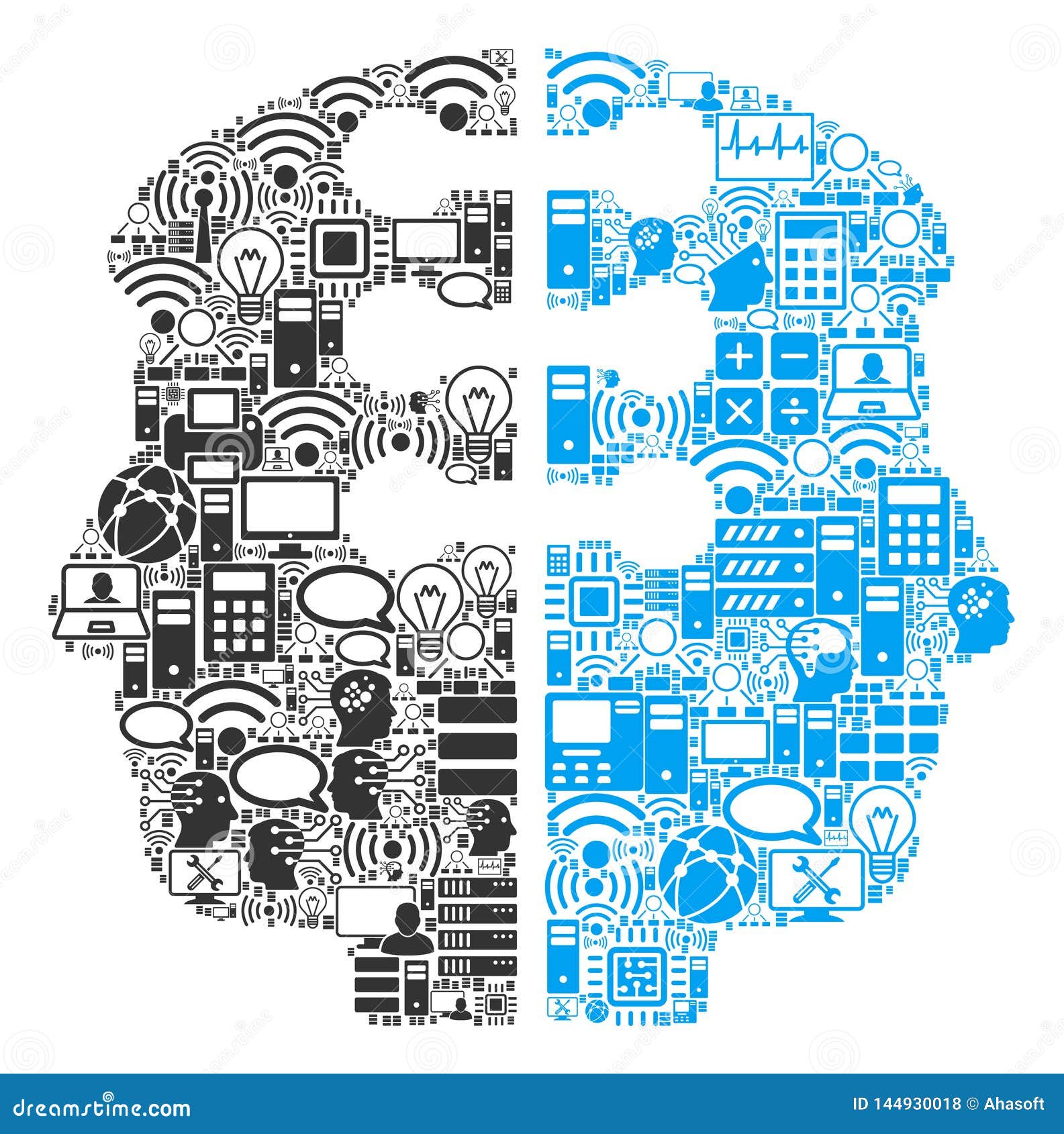 Dual Head Interface Mosaic Icon for BigData and Computing Stock Vector ...