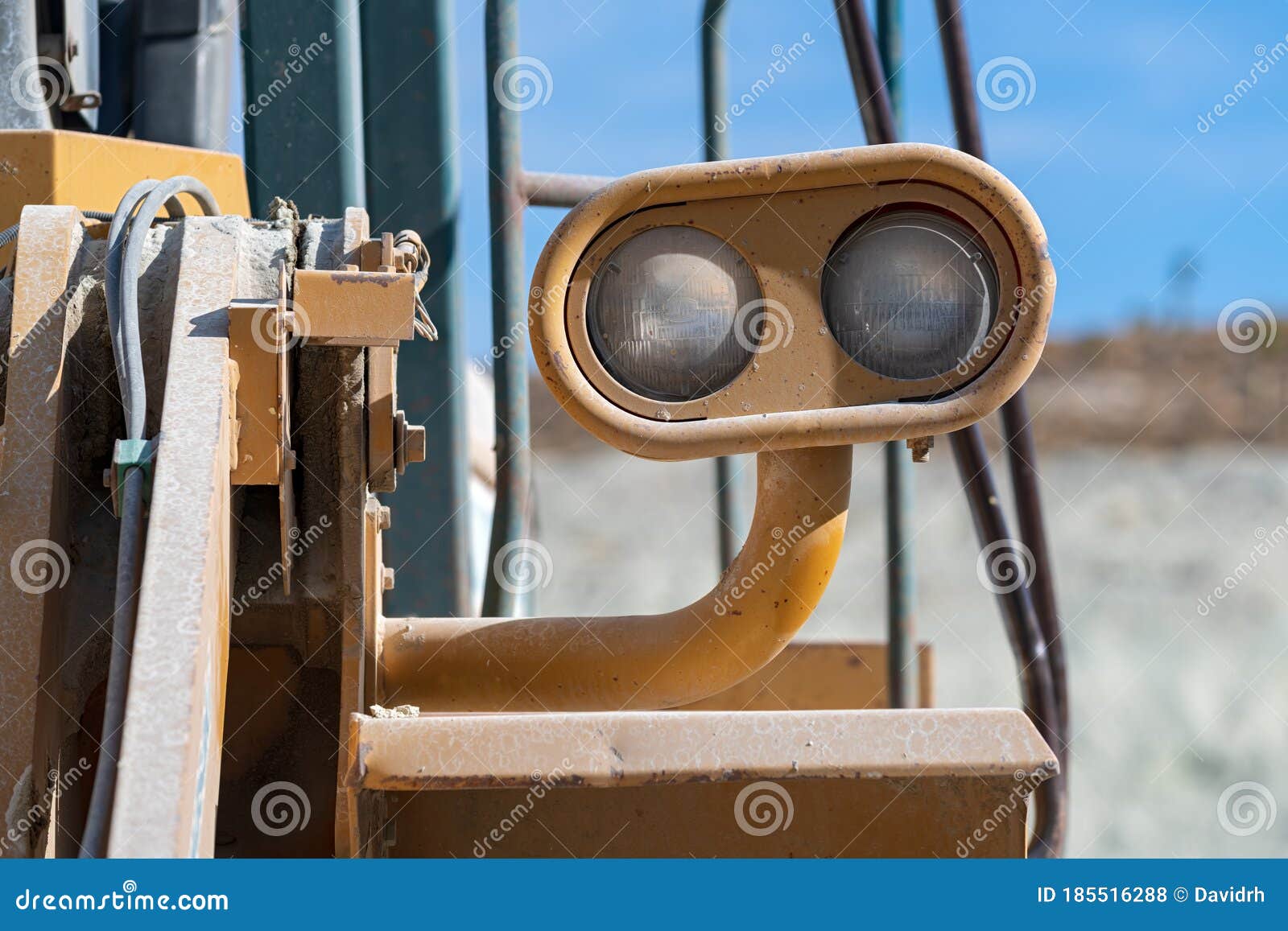 Dual Headlamps on a Wheel Loader Stock Photo - Image of heavy ...