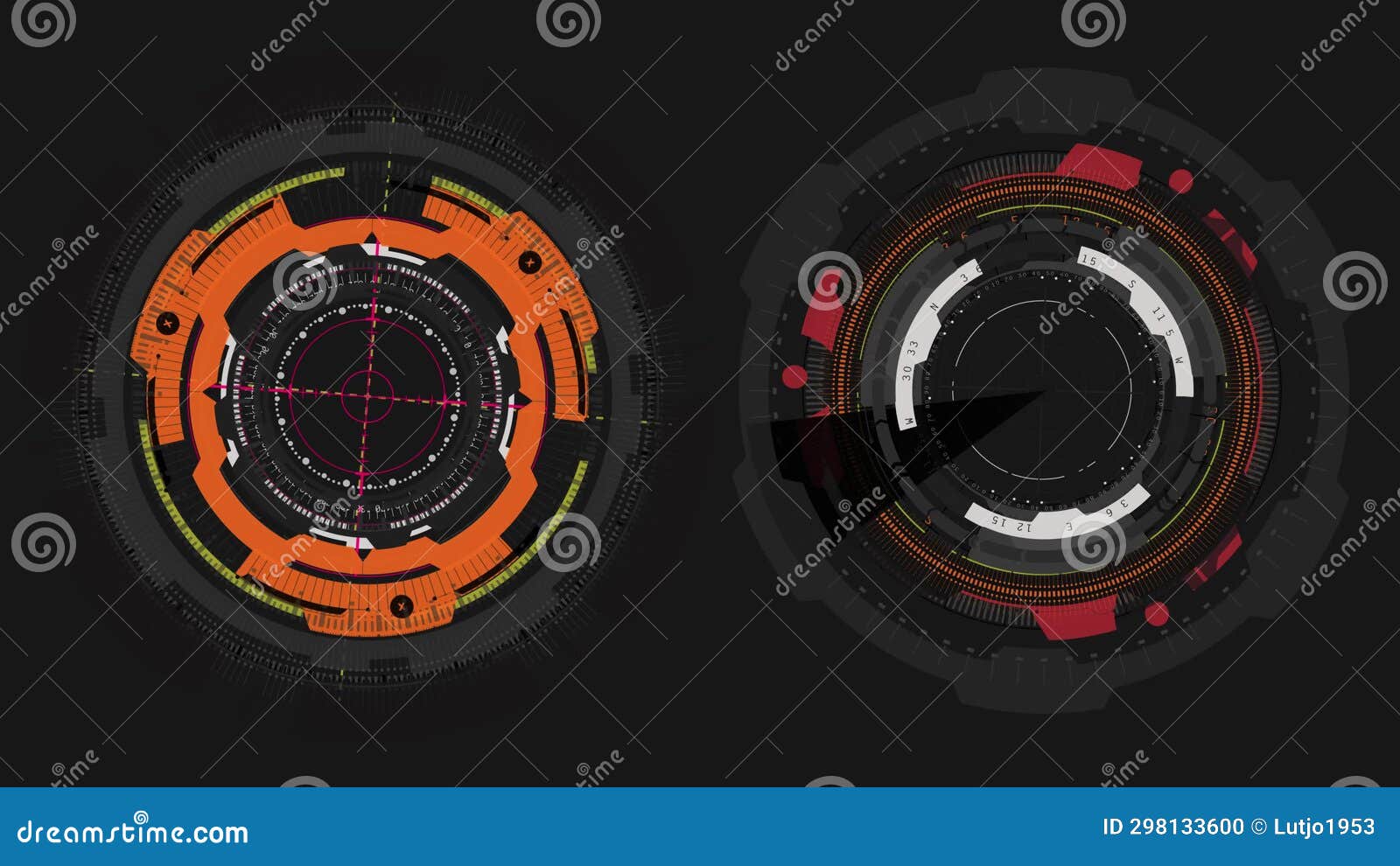Dual HUD Animation stock footage. Video of reality, information - 298133600