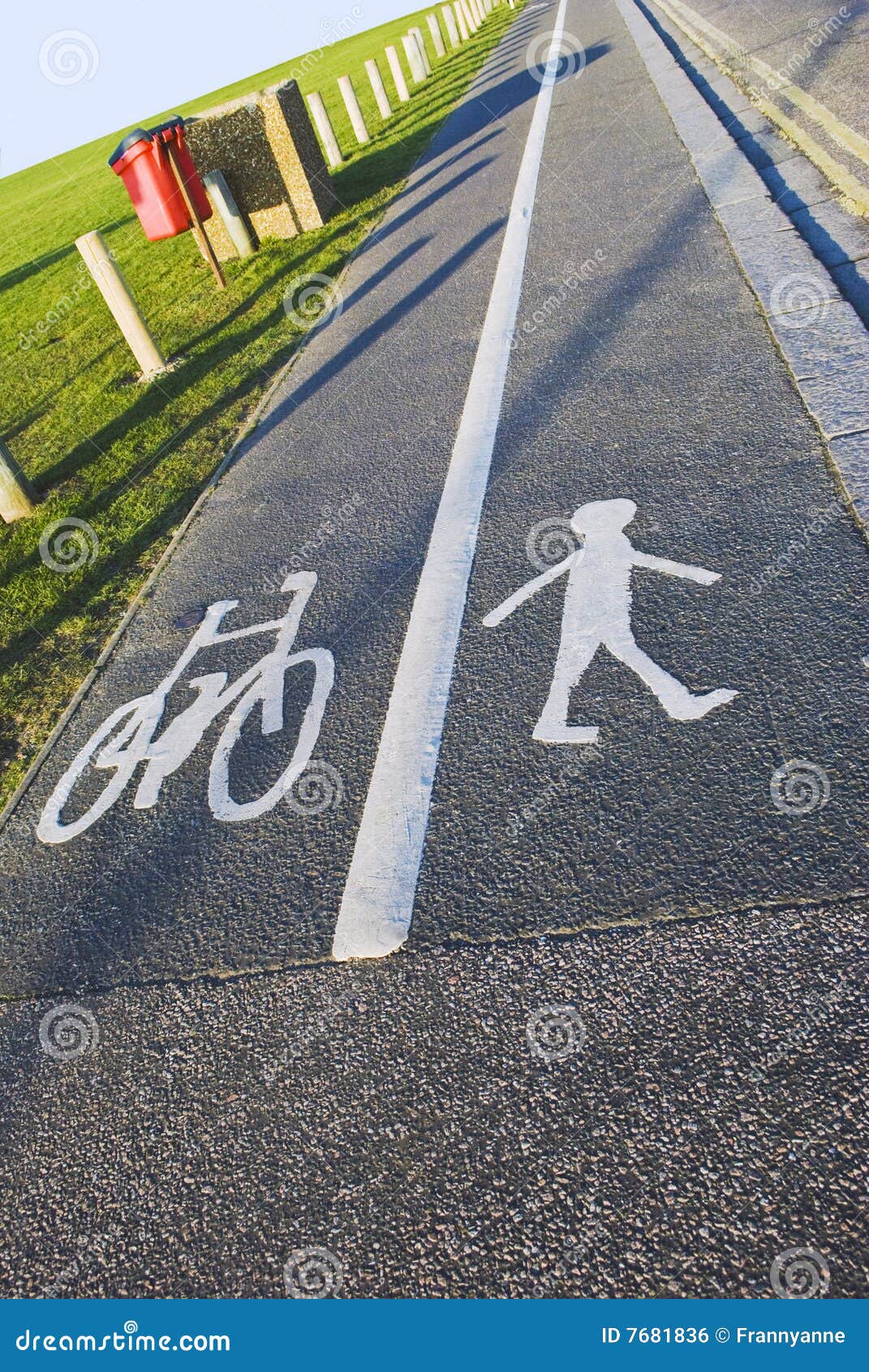Dual Lane - Cyclists and Pedestrians Stock Photo - Image of signs ...