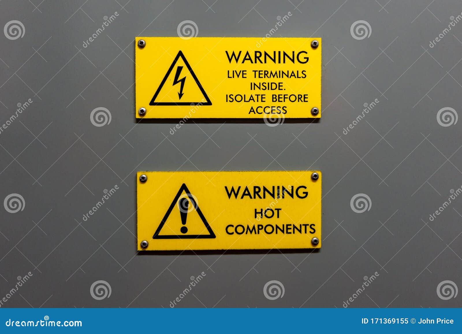Dual Live Terminals Inside and Hot Components Warning Sign Stock Image ...